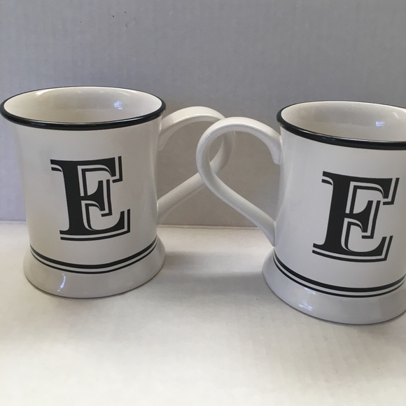 Kitchen | Nwt Monogram Mugs Letter E Set Of 4 | Poshmark